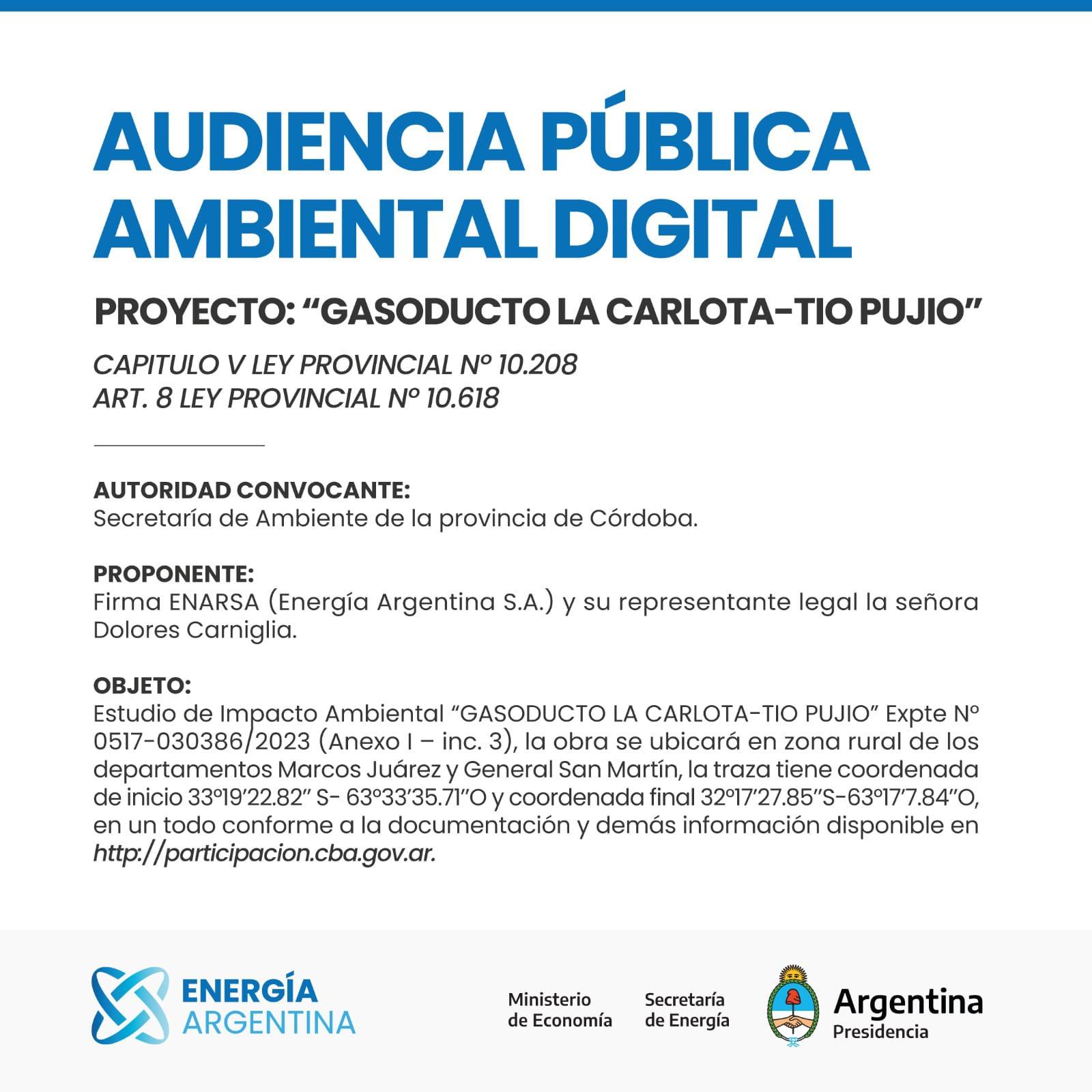 Gasoducto "La Carlota - Tío Pujio"